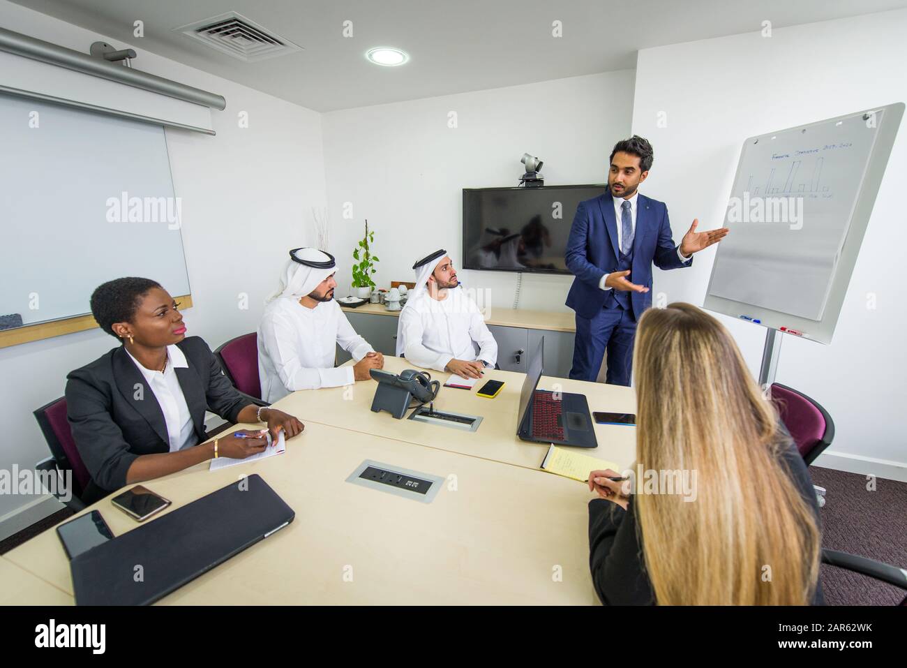 Multiracial group of business people having a meeting in a office ...