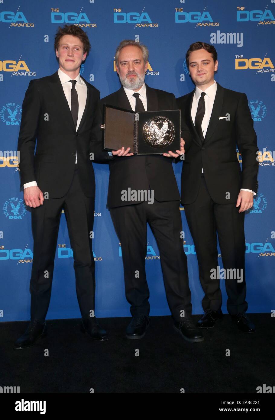 LOS ANGELES, CA - JANUARY 25: Sam Mendes, George MacKay, Dean-Charles ...