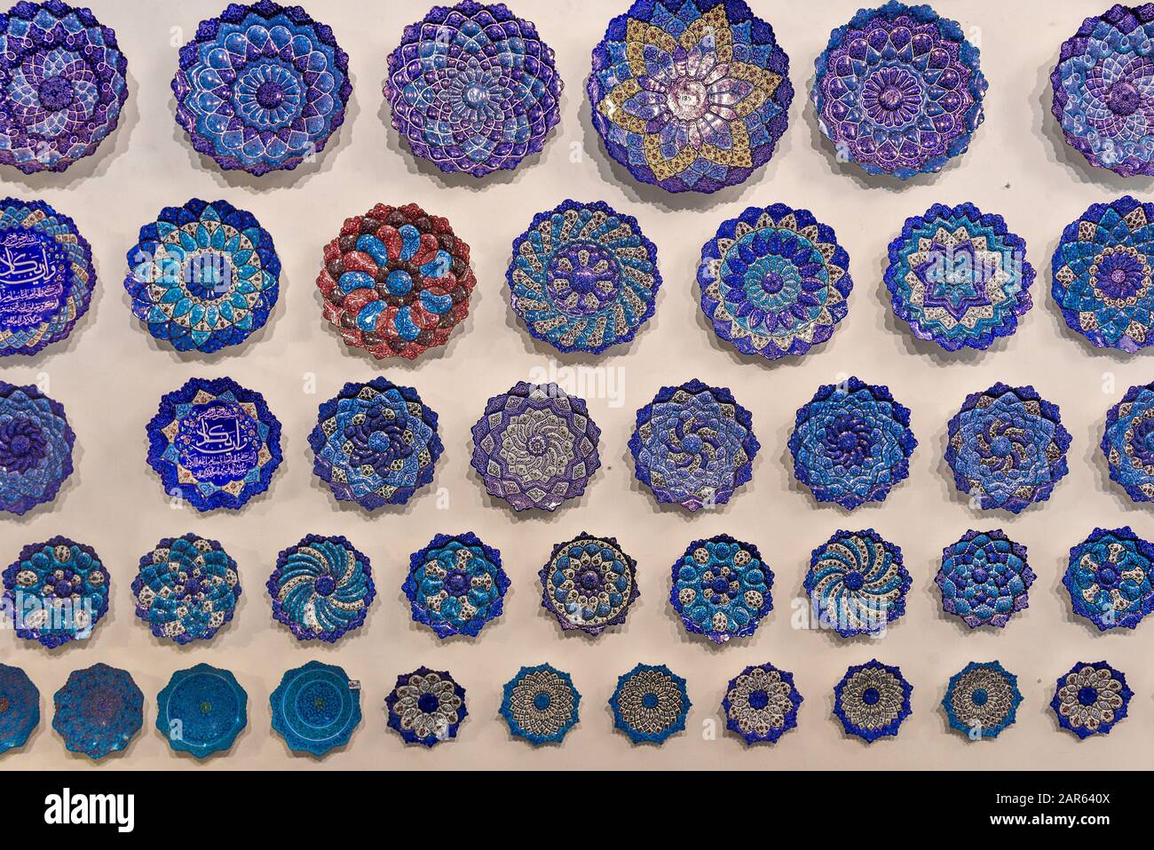 Persian style plates on Bazaar of Isfahan next to Naqsh-e Jahan Square ...