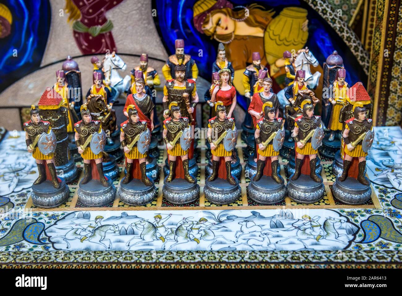 Ancient Roman and Persian figures off chess set on Bazaar of Isfahan ...