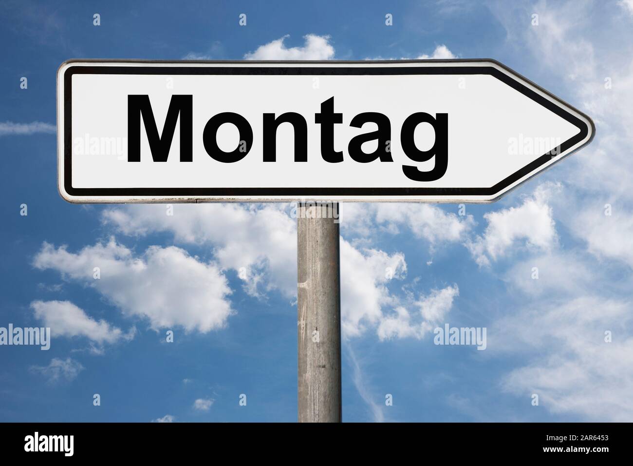 Detail photo of a signpost with the inscription Montag (Monday Stock ...