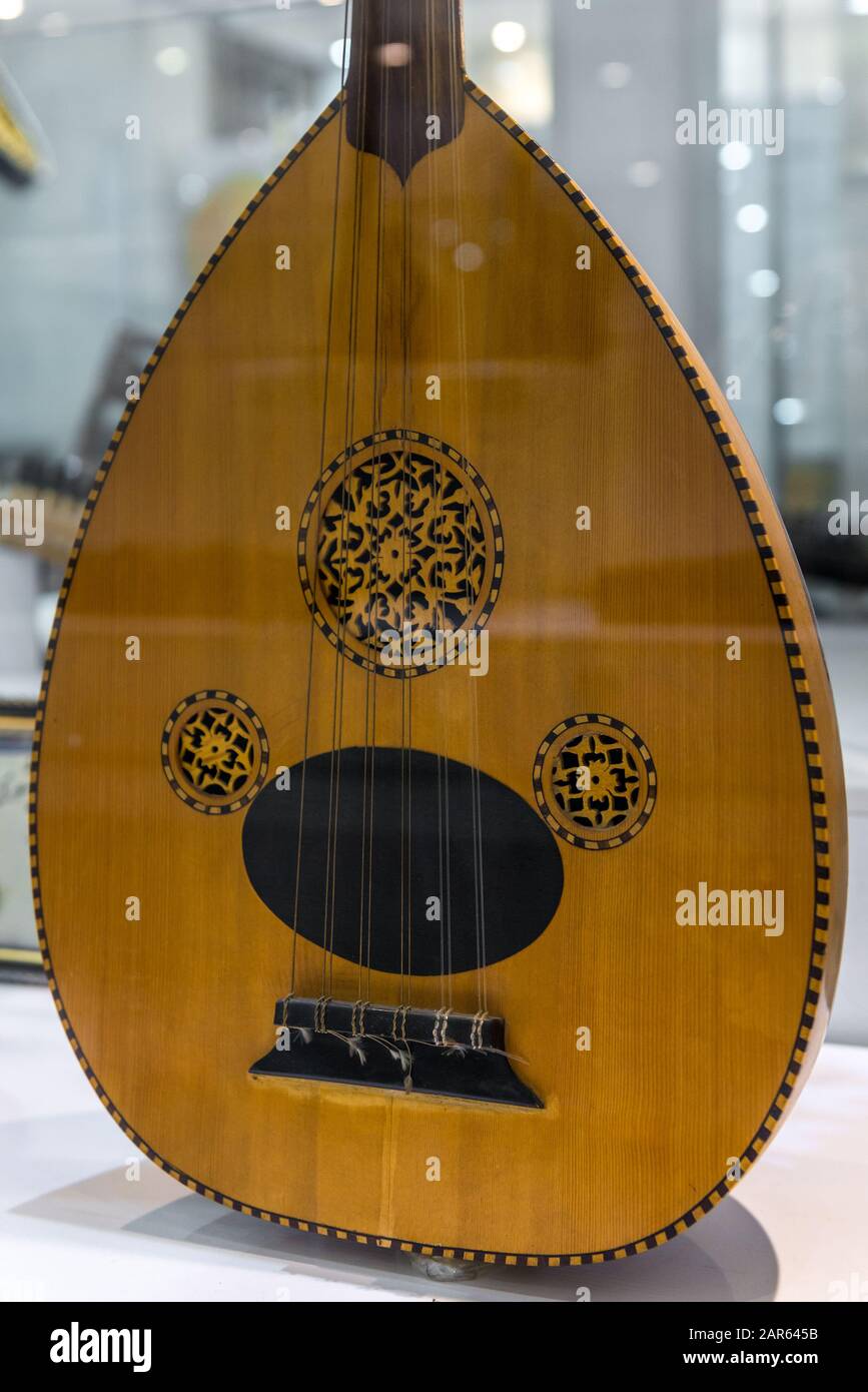Traditional Iranian lute-type, stringed instrument called Oud in Museum ...