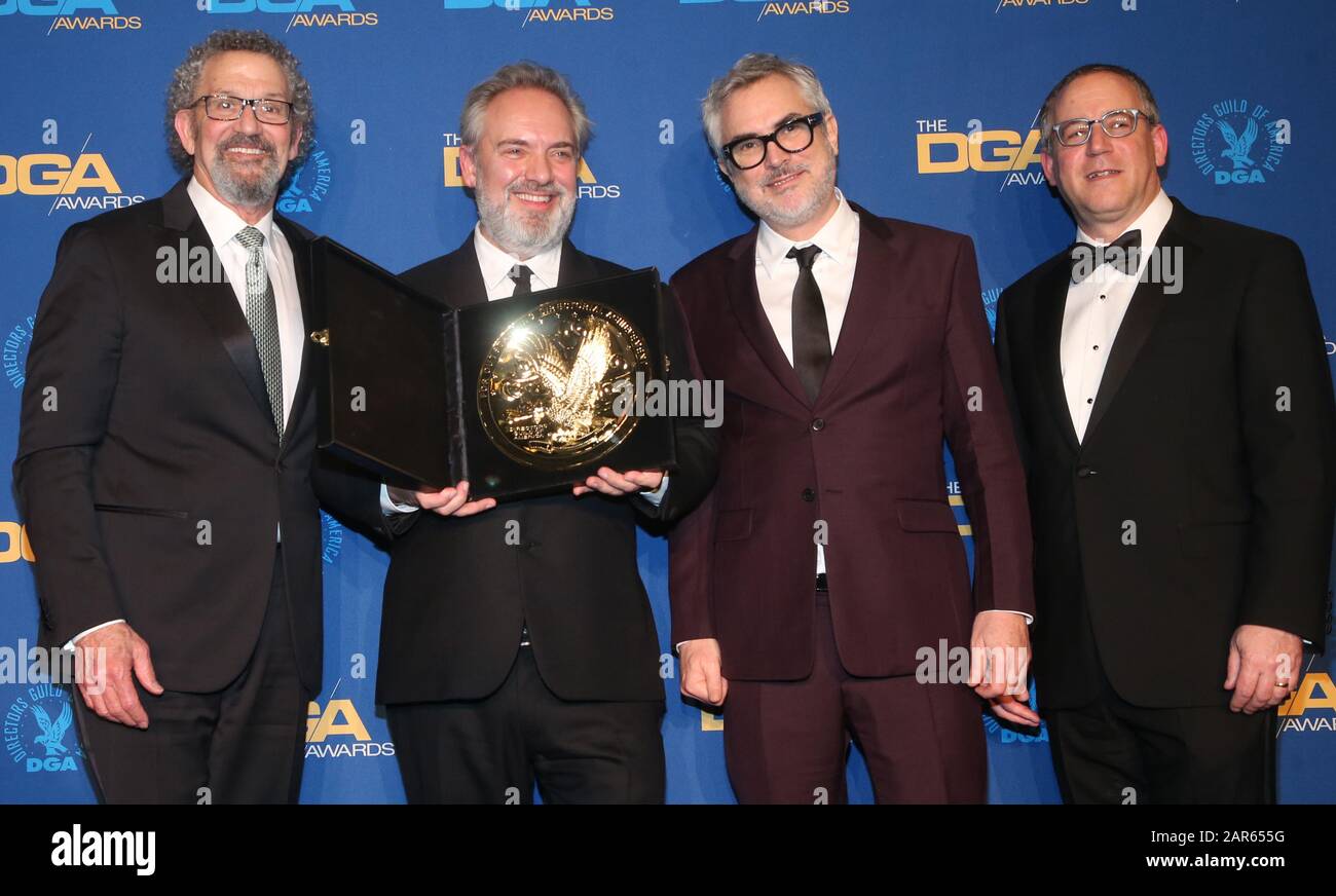 LOS ANGELES, CA - JANUARY 25: Sam Mendes, Alfonso Cuarón, Thomas ...