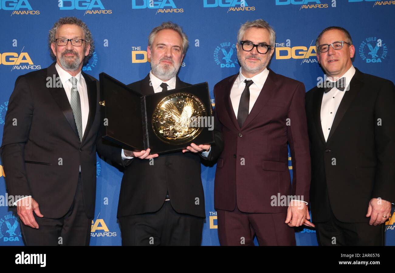 LOS ANGELES, CA - JANUARY 25: Sam Mendes, Alfonso Cuarón, Thomas ...