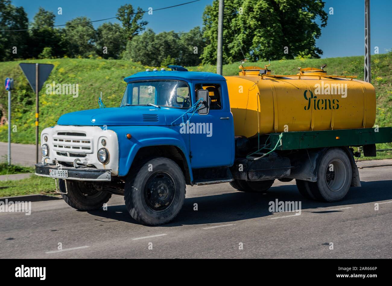 Old Soviet ZiL tanker truck in Daugavpils city, Republic of Latvia ...
