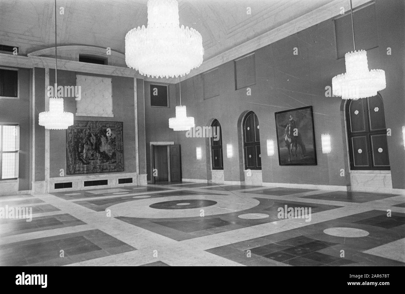 Royal Palace on Dam Square after the restoration. The Military Hall on ...