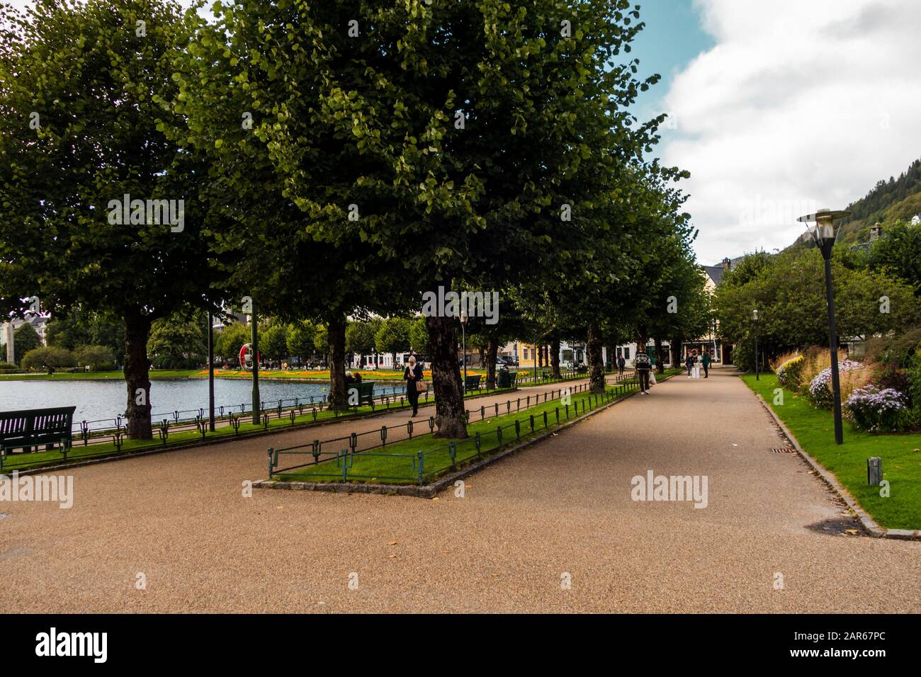 Editorial 09.03.2019 Bergen Norway The Byparken park in the middle of ...