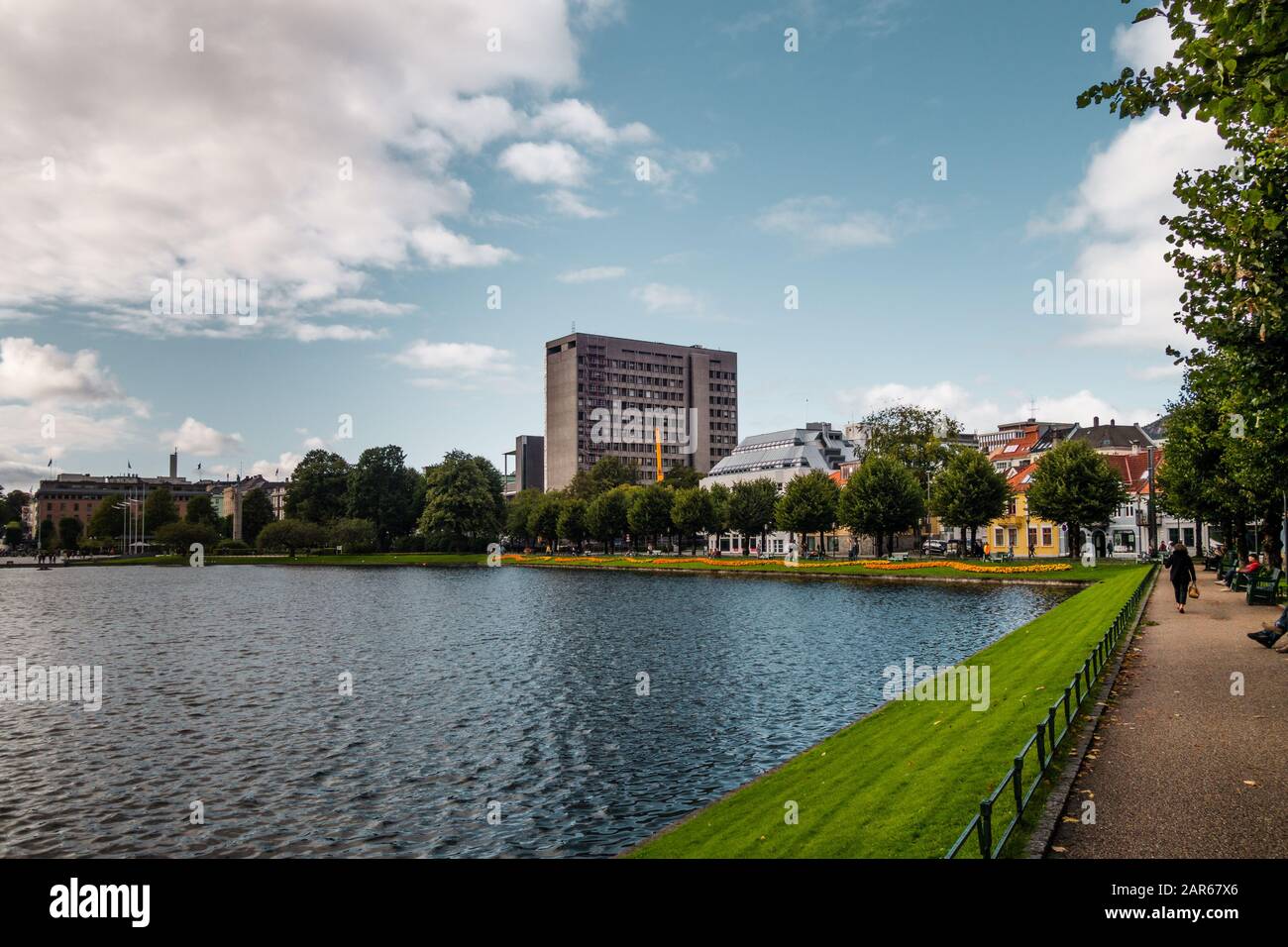 Editorial 09.03.2019 Bergen Norway The Byparken park in the middle of ...