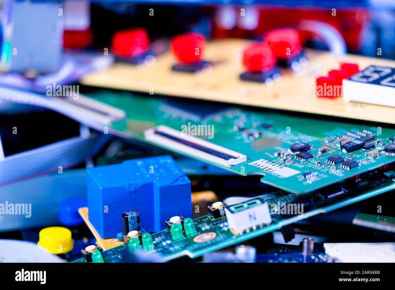 electronic PCB garbage as background from recycle industry and old ...