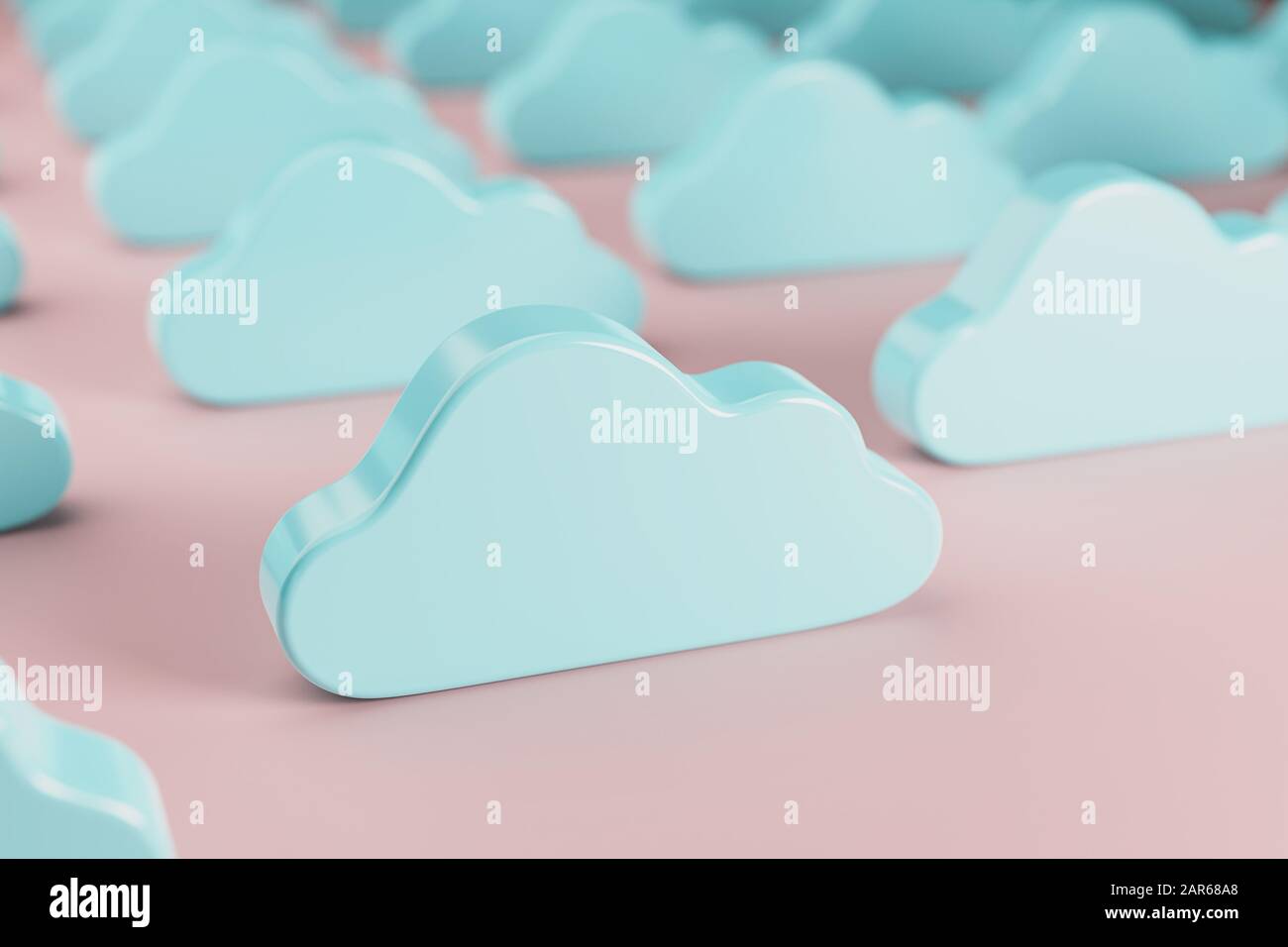 3d render: Cloud computing concept - several clouds in turquoise on a ...