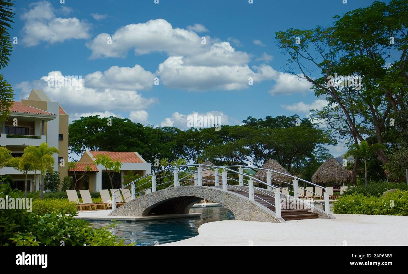 Bridge Over Pool Stock Photo - Alamy