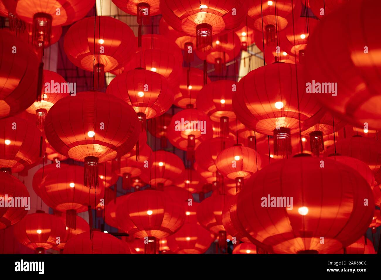 Traditional red lanterns decorated for Chinese new year Chunjie ...