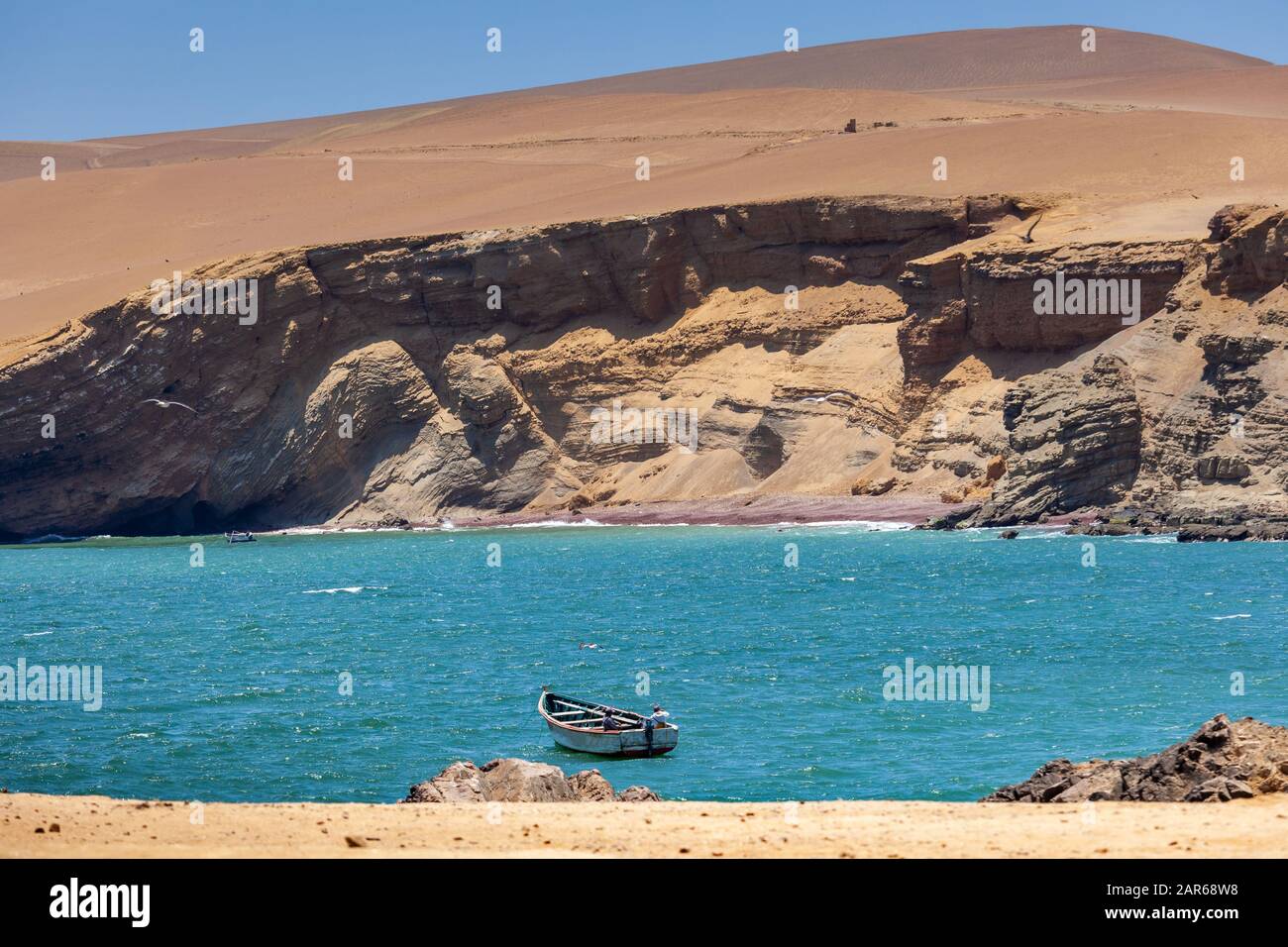 Paracas National Reserve, colorful sands, desert hills, in the center ...