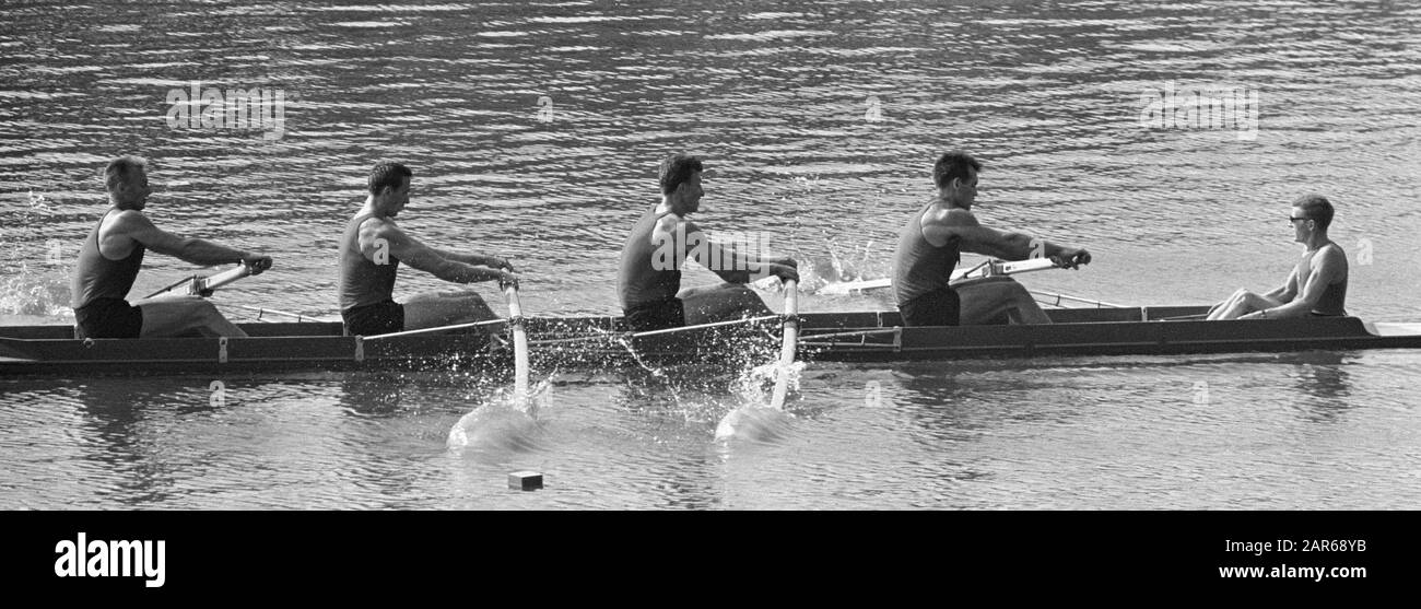 European rowing championships at the Bosbaan, training Russia 4 with ...