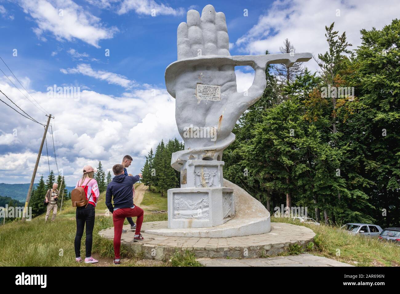Palma - Hand sculpture on Ciumarna Pass also known as Palma Pass in ...
