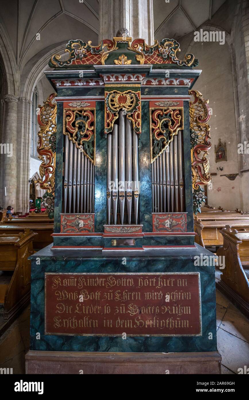 Old pipe organ in Gothic-style Roman Catholic church of Saint Michael ...