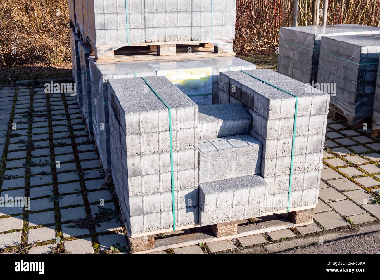 Concrete blocks building material construction site Stock Photo - Alamy