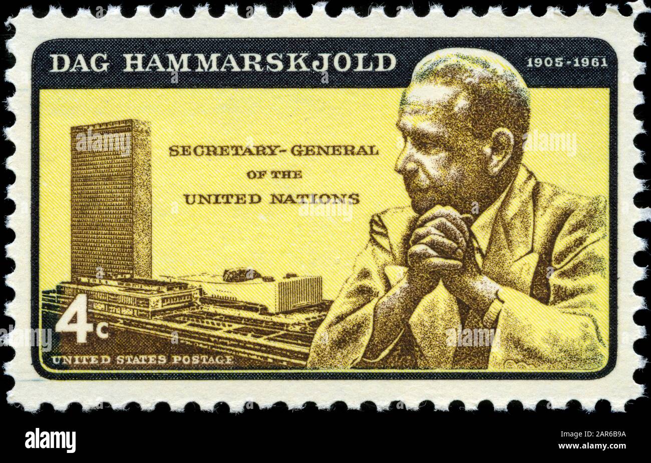 UN Headquarters and Dag Hammarskjold, UN Sec. Gen., 1953-61 Stock Photo ...