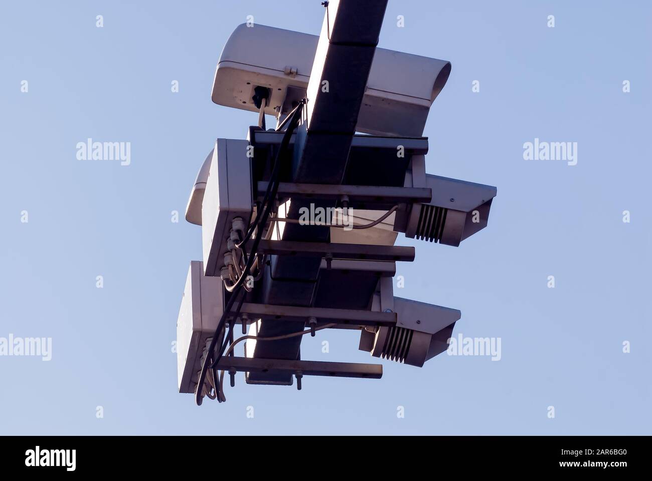 Traffic camera above road over city background Stock Photo - Alamy
