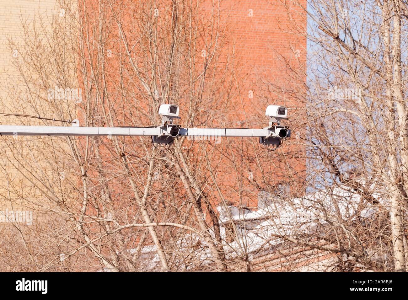 Traffic camera above road over city background Stock Photo - Alamy