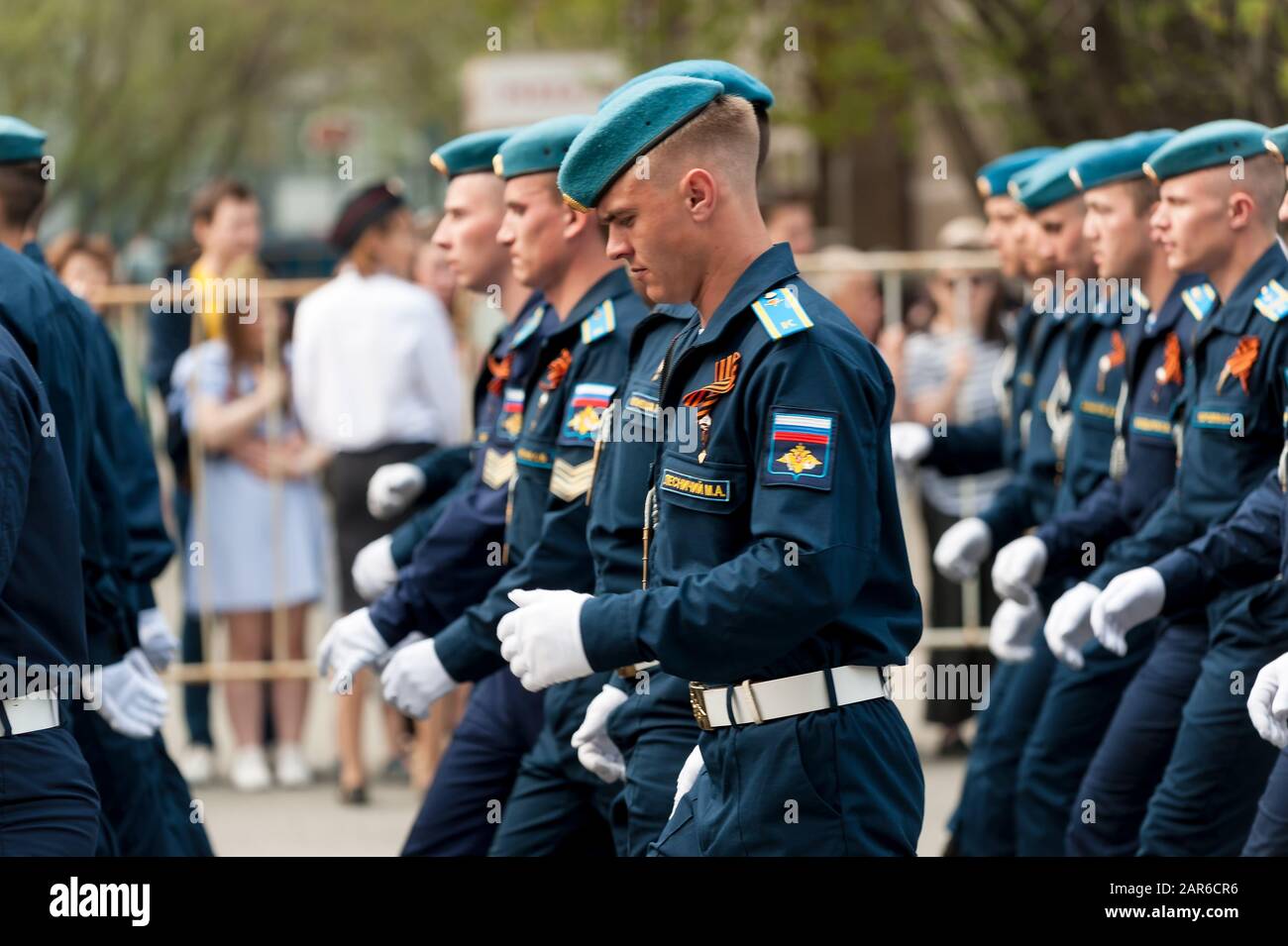 Cadets of police academy marching on parade Stock Photo - Alamy