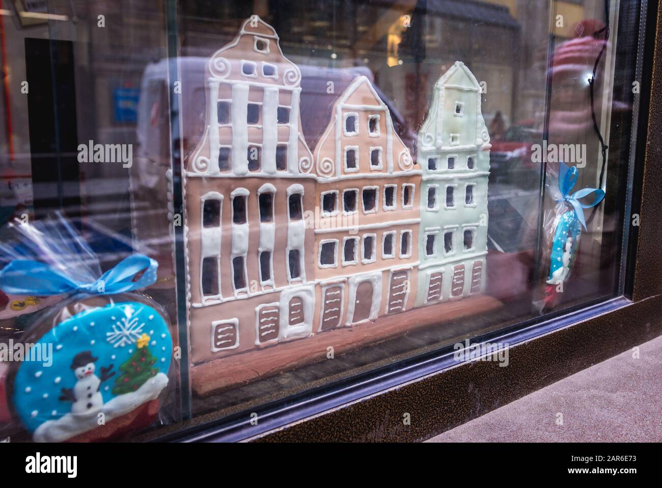 Gingerbread houses in cake shop on the Old Town of Wroclaw in Silesia ...