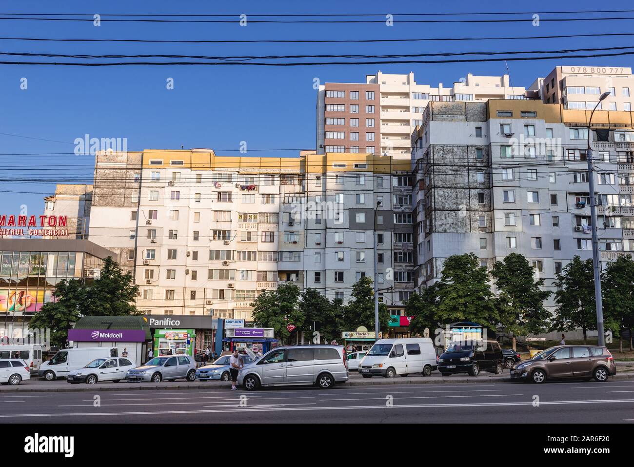 Strada Ismail, one of the main streets in Chisinau, capital of the ...