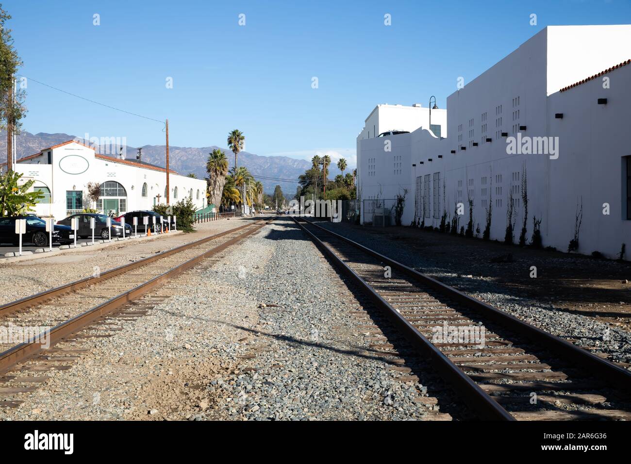Train tracks through Santa Barbara, California, USA Stock Photo - Alamy
