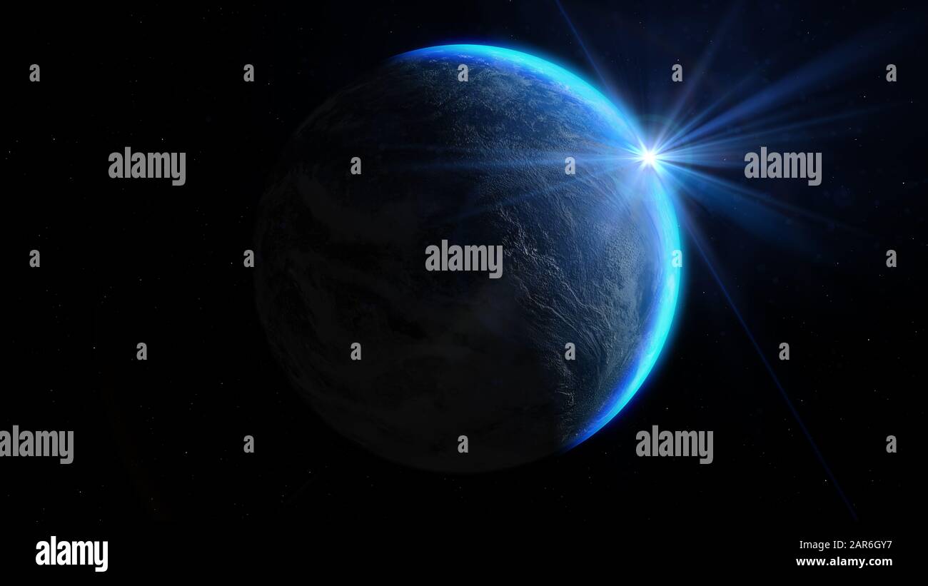 Earth - sunrise in deep blue space. Elements of this image furnished by ...