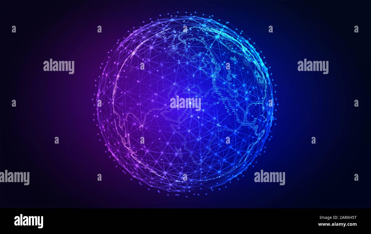 Connection lines Around Earth Globe. Background with Light Effect ...