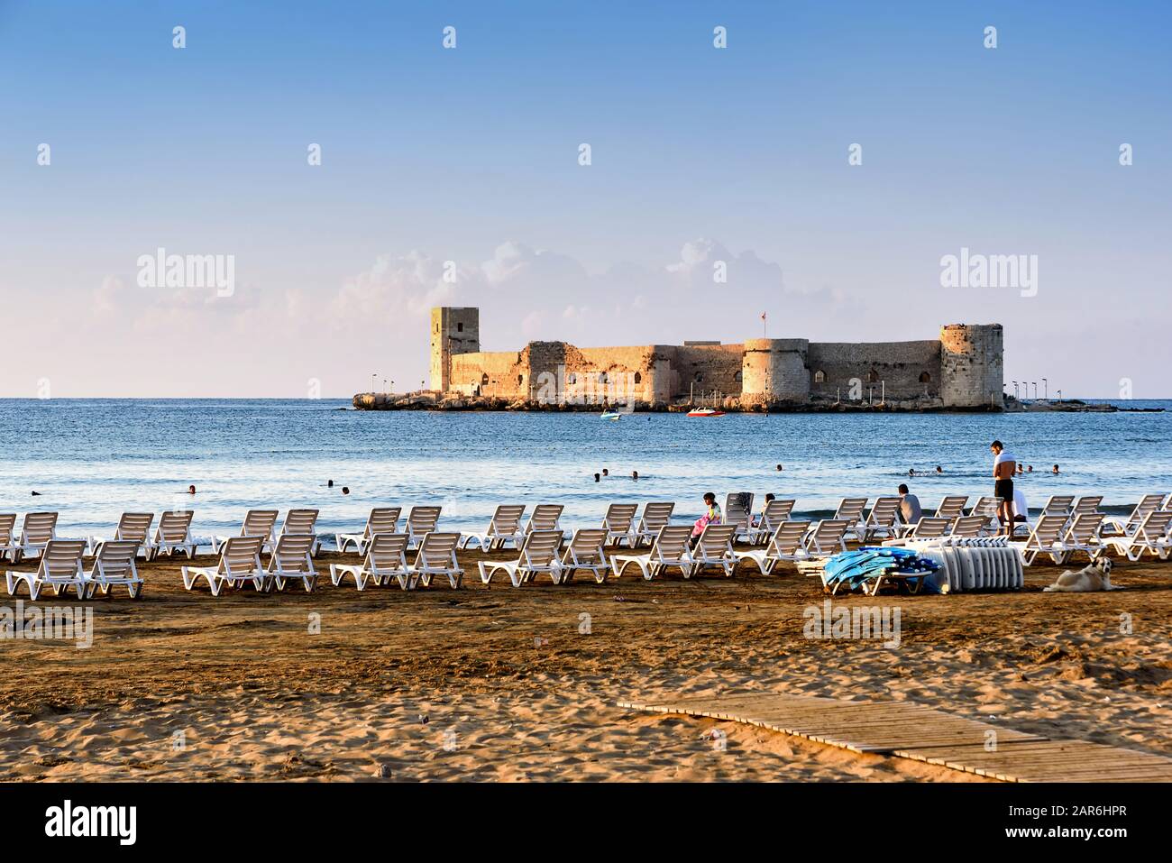 Mersin, Turkey - August 16, 2019: Maiden's castle, Kiz Kalesi with ...