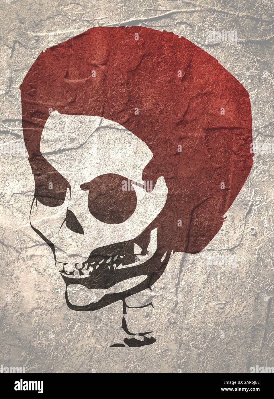 Anatomic Skull. Detailed illustration of human skull. Grunge distress ...