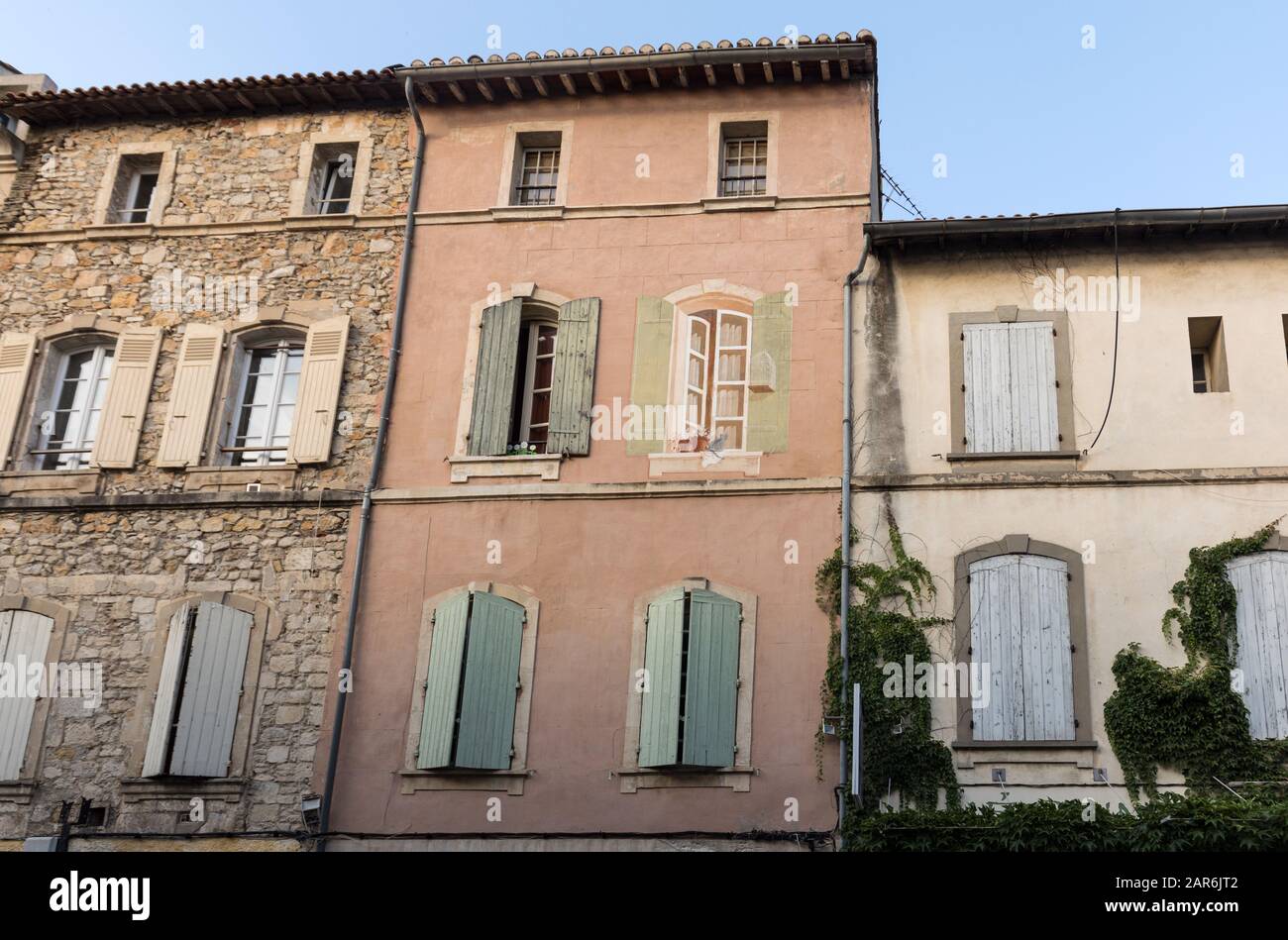 Facades of buildings near the Arena in Arles. France Stock Photo - Alamy