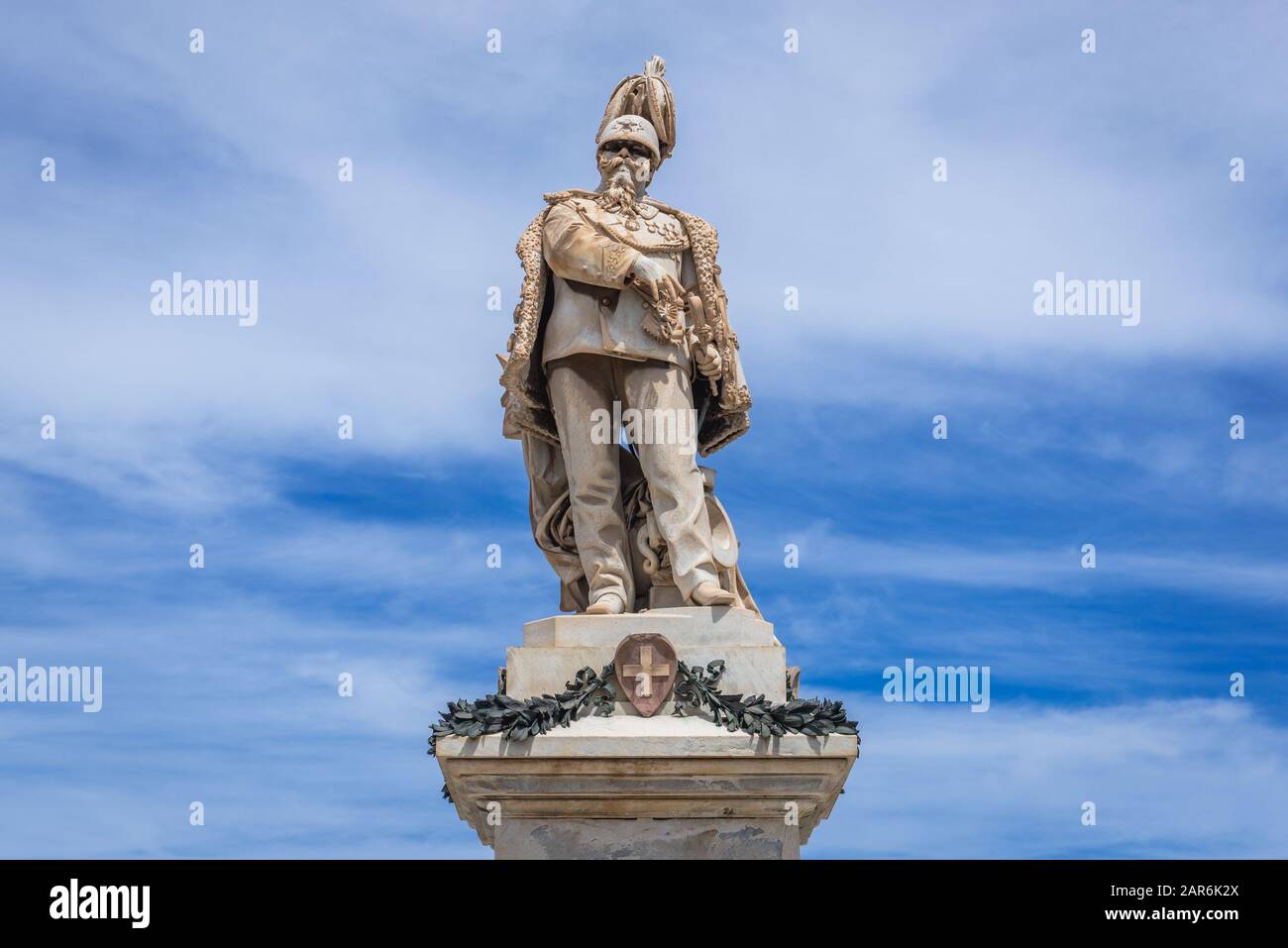 Statue of Victor Emmanuel II of Italy in Trapani city on the west coast ...