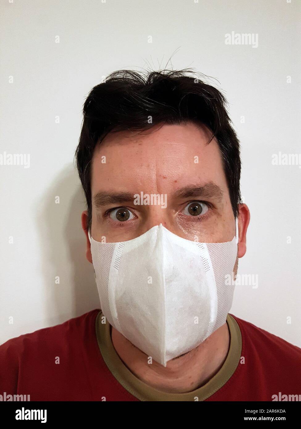 Sick men with medical mask. Infection and virus theme Stock Photo - Alamy