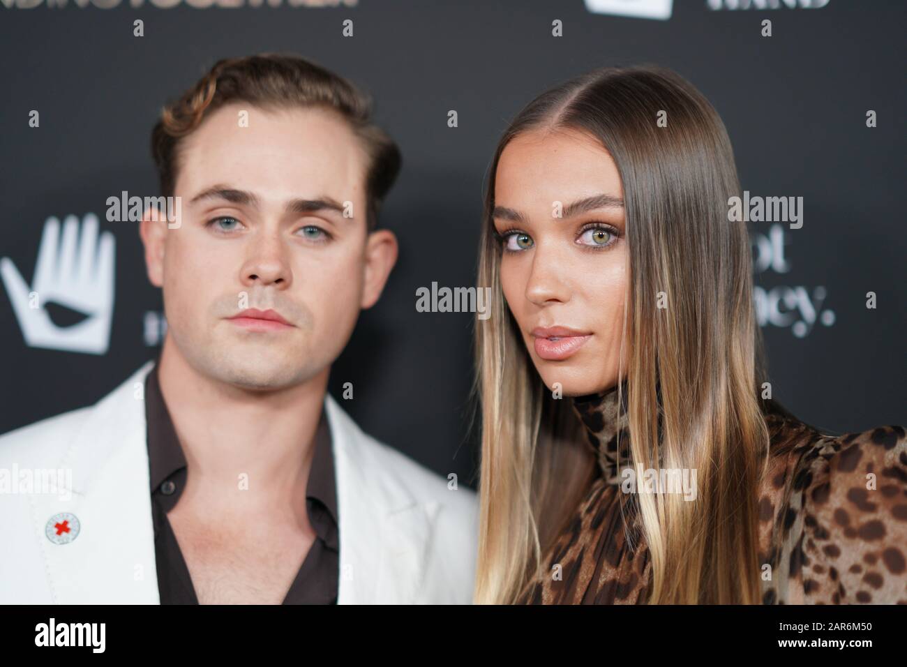 BEVERLY HILLS, CA - JANUARY 25: Dacre Montgomery, Liv Pollock arrives ...