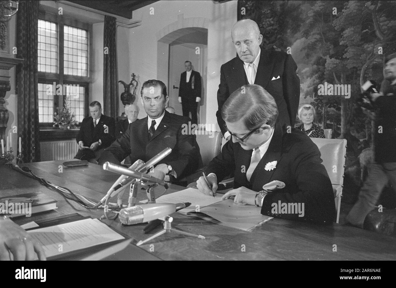 Mr. Pieter van Vollenhoven indicates his third son, Prince Pieter ...