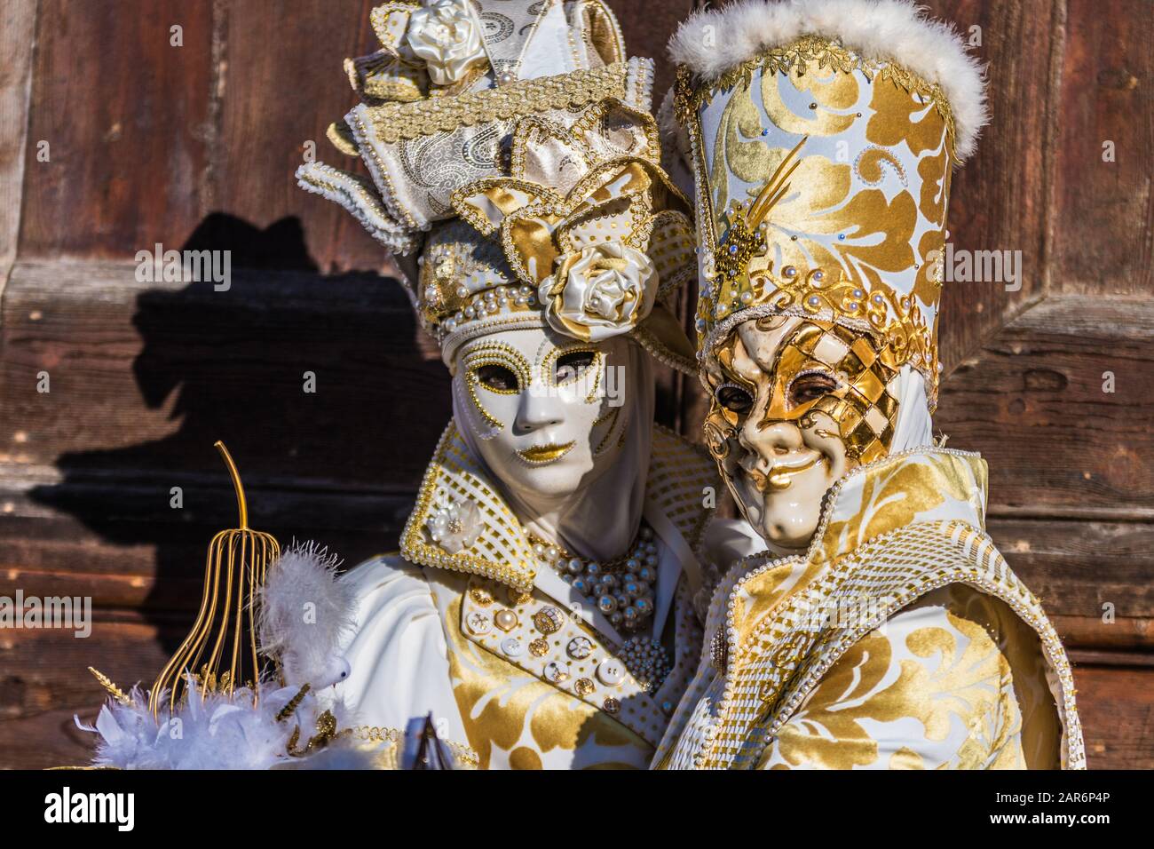 imaginative mask in splendid costume at the carnival in Venice. The ...