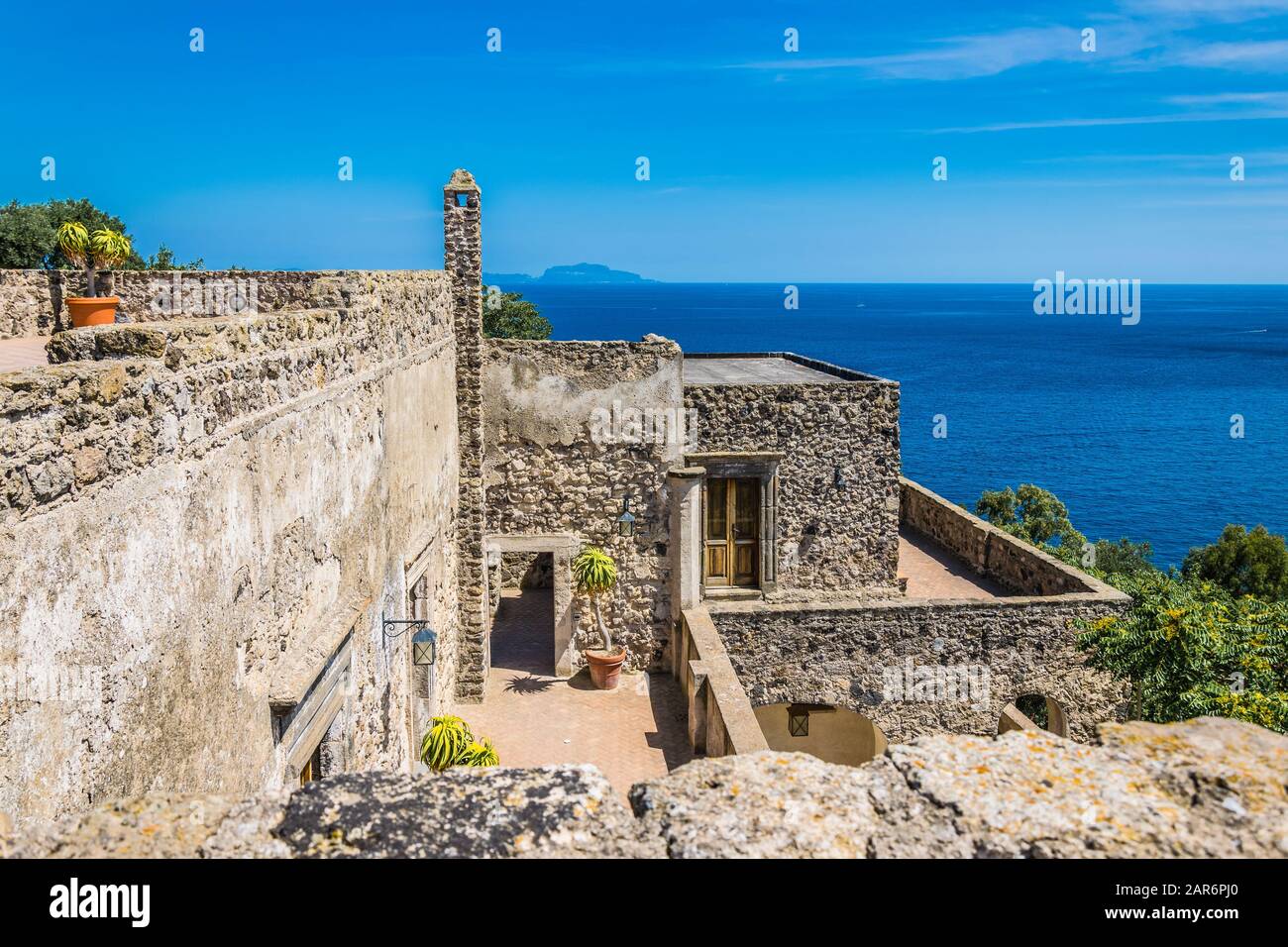 Castle Aragonese at Ischia Island, Italy. Wonderful view around Stock ...