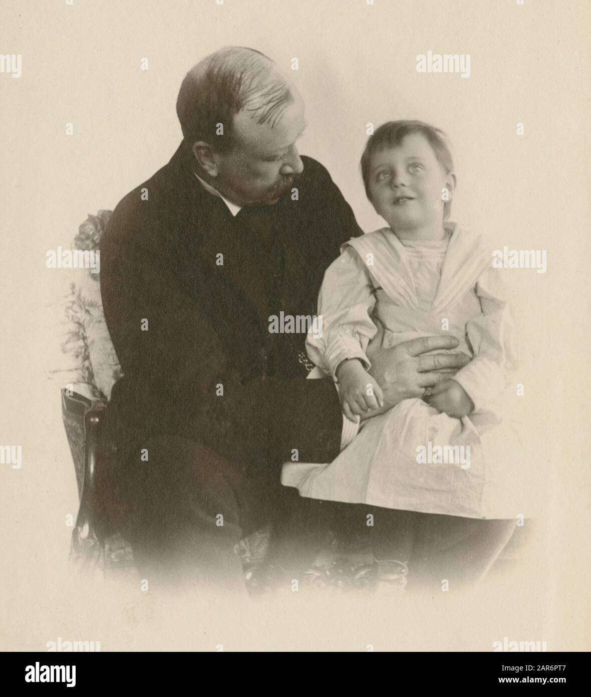 Antique 1898 photograph, uncle and nephew. Location: New York, USA ...