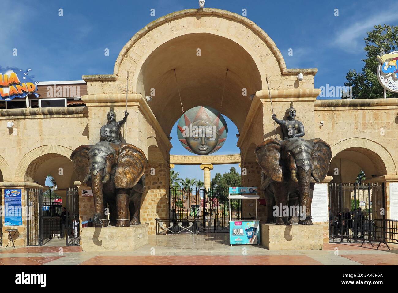 Main entrance to Carthage Land, a popular amusement park in Hammamet ...