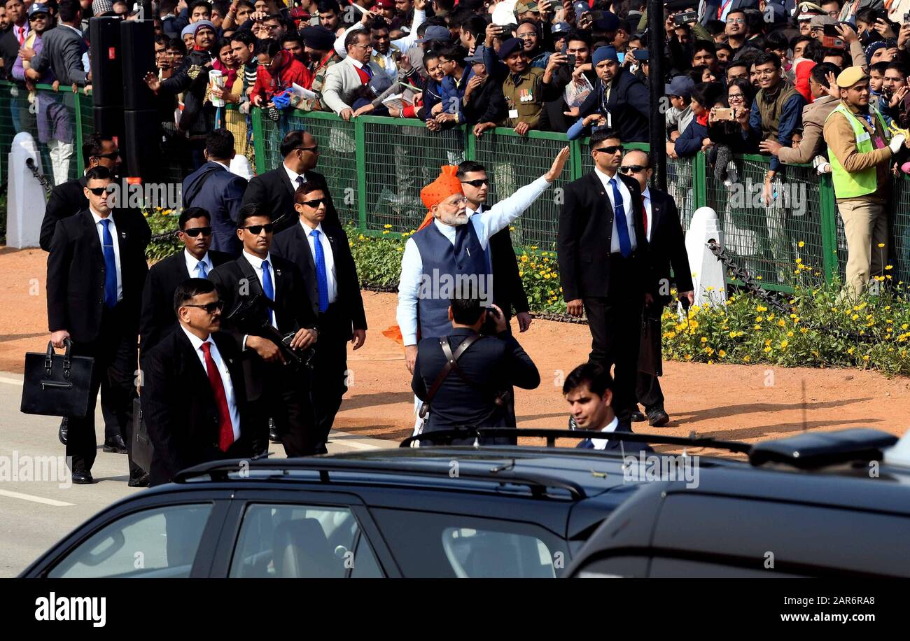Indian prime minister narendra modi waves hi-res stock photography and ...