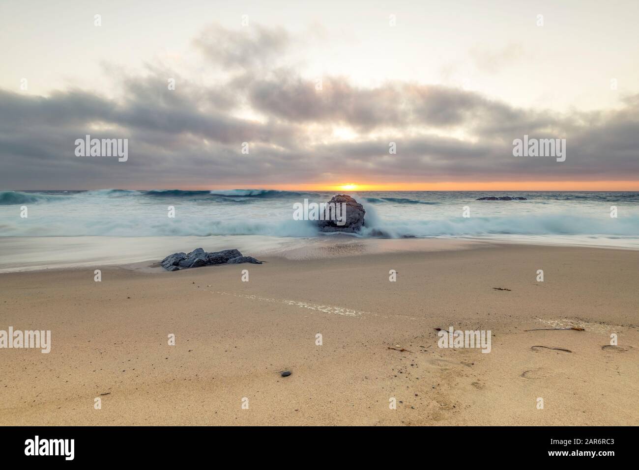 The Sun setting with a view from Garrapata State Beach. Monterey Coast ...