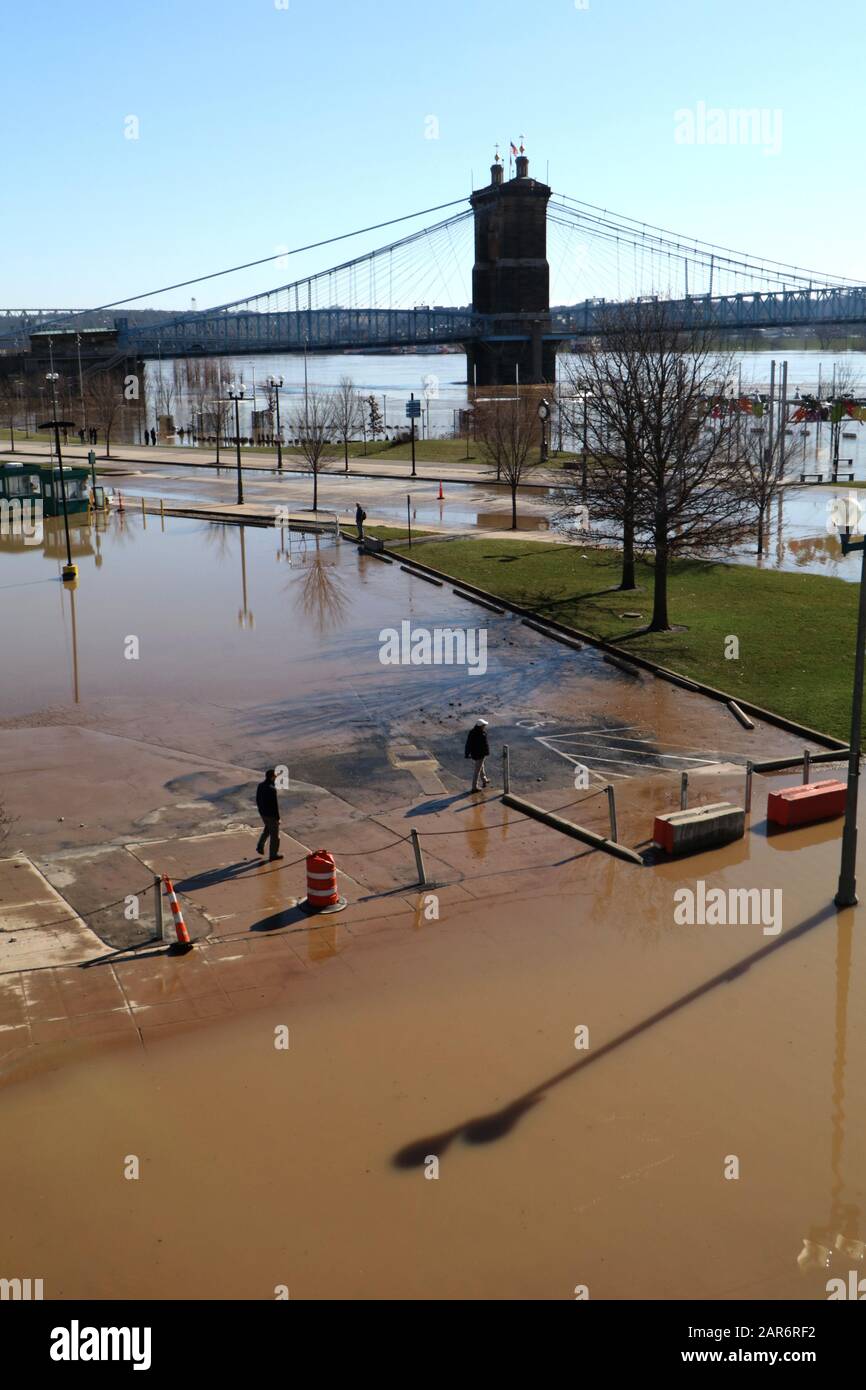 Ohio River Flood Downtown Cincinnati Ohio USA Stock Photo - Alamy