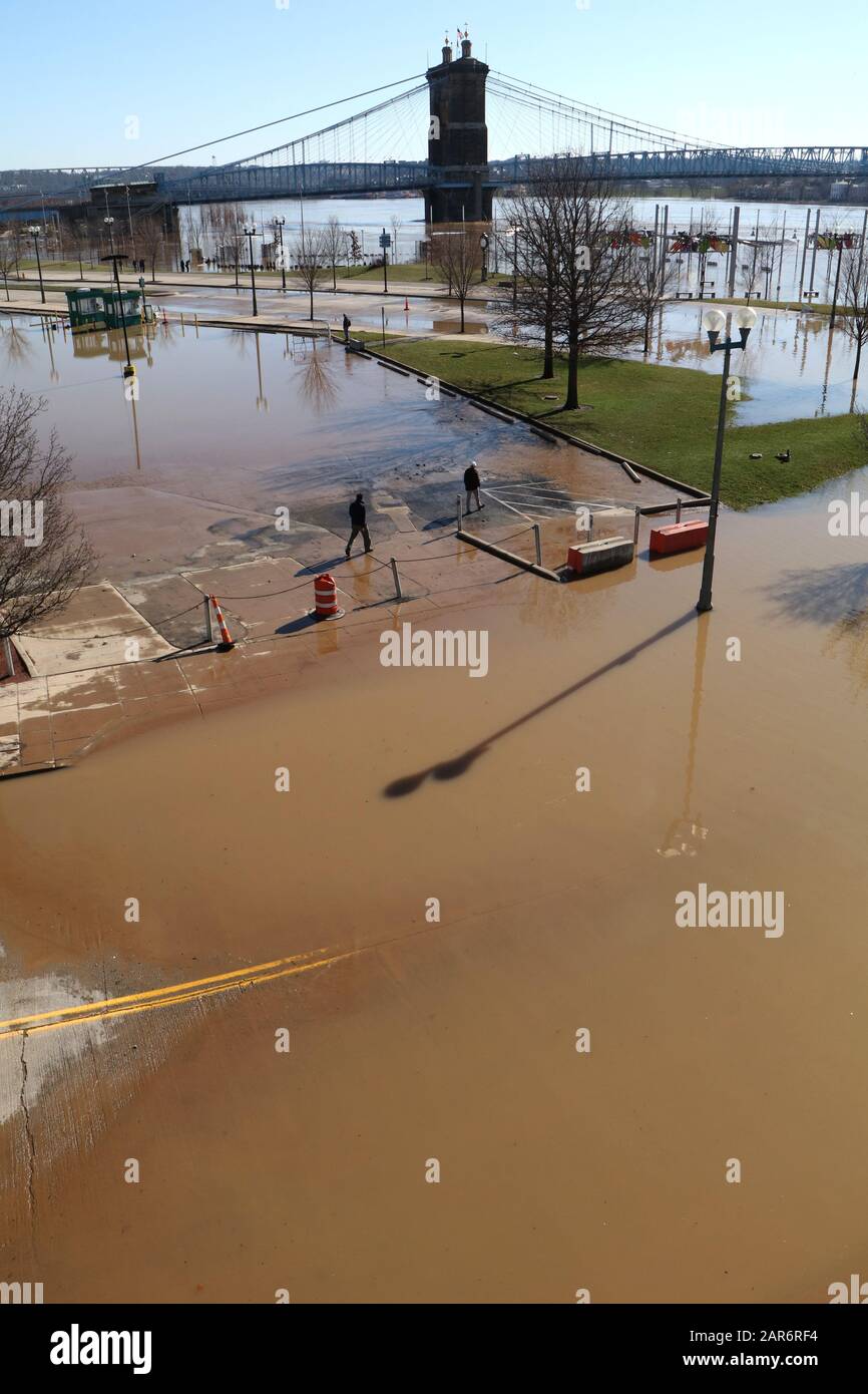 Ohio River Flood Downtown Cincinnati Ohio USA Stock Photo - Alamy