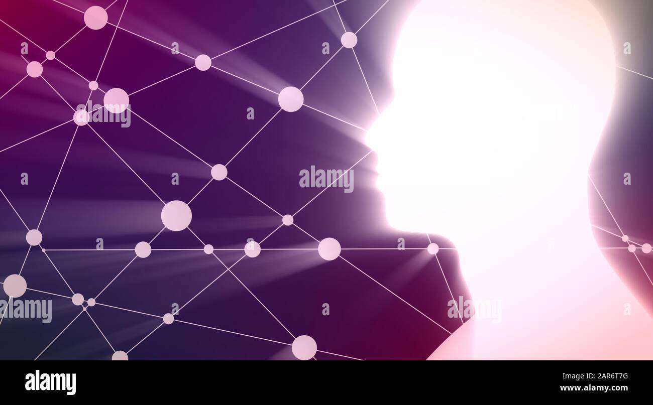 Silhouette of a man head. Mental health relative brochure or report r ...