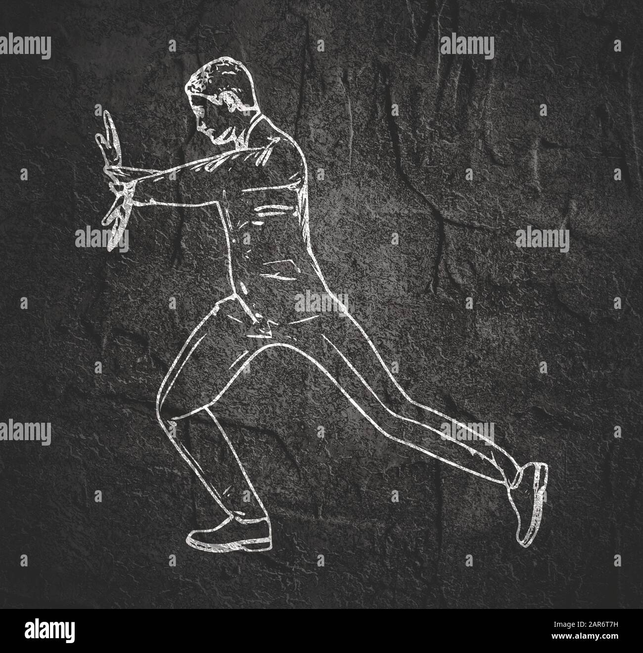 Man pushing invisible object. Abstract illustration. Simple silhouette ...