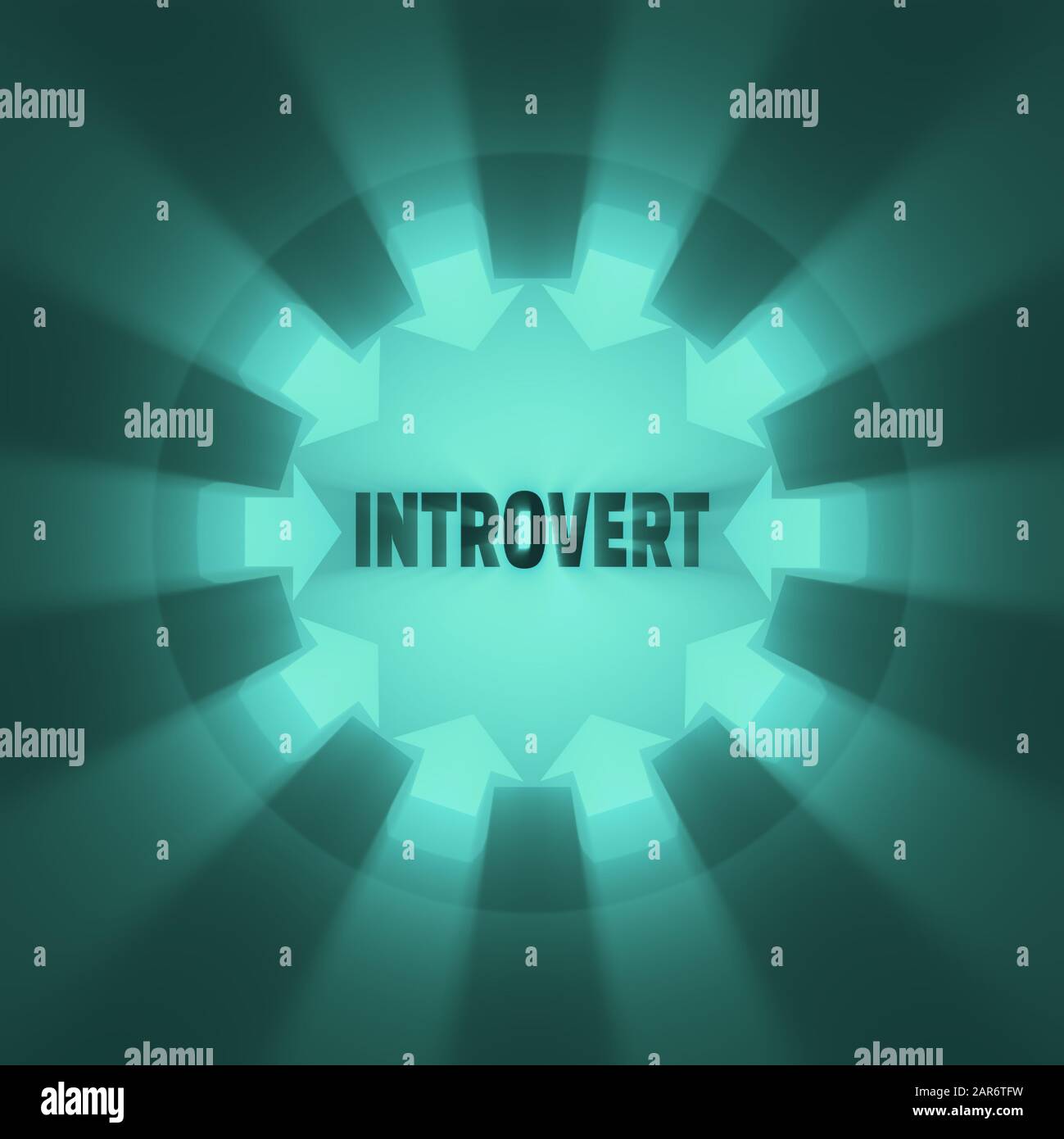 Introvert word. Psychology concept. Gear with ray style arrows Stock ...
