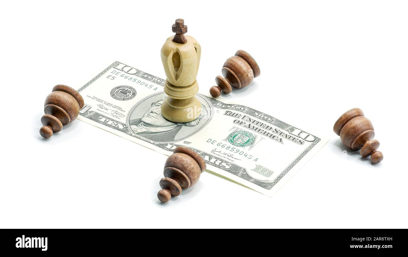 Money Rules: Four Defeated Black Pawn Chess Pieces Lying Around A White ...