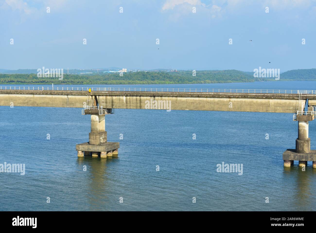 Rail bridge over goa river in India Stock Photo - Alamy